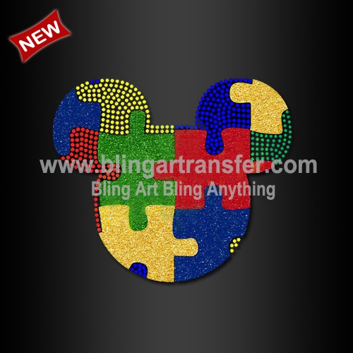 Autism Awareness hot fix Rhinestone Motif Transfer design for shirt ...