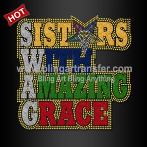 Glitter Transfer OES Iron on Rhinestone for Woman Shirt - Blingartransfer